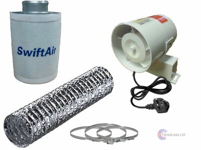 SALE Complete InLine Fan Carbon Filter Duct Kit Hydroponic Grow Room ...