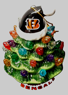 Cincinnati Bengals Tabletop Ceramic Christmas Tree Illuminated LED 4 ...