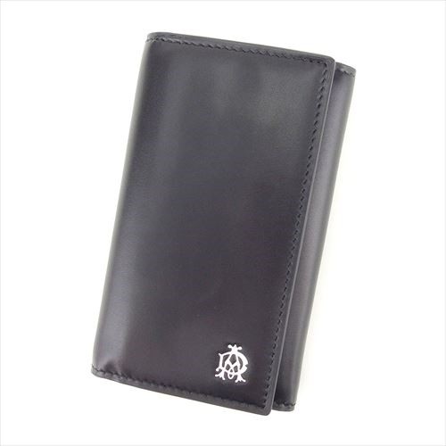 Dunhill Key case Key holder Black Silver Calf leather Mens Authentic ...