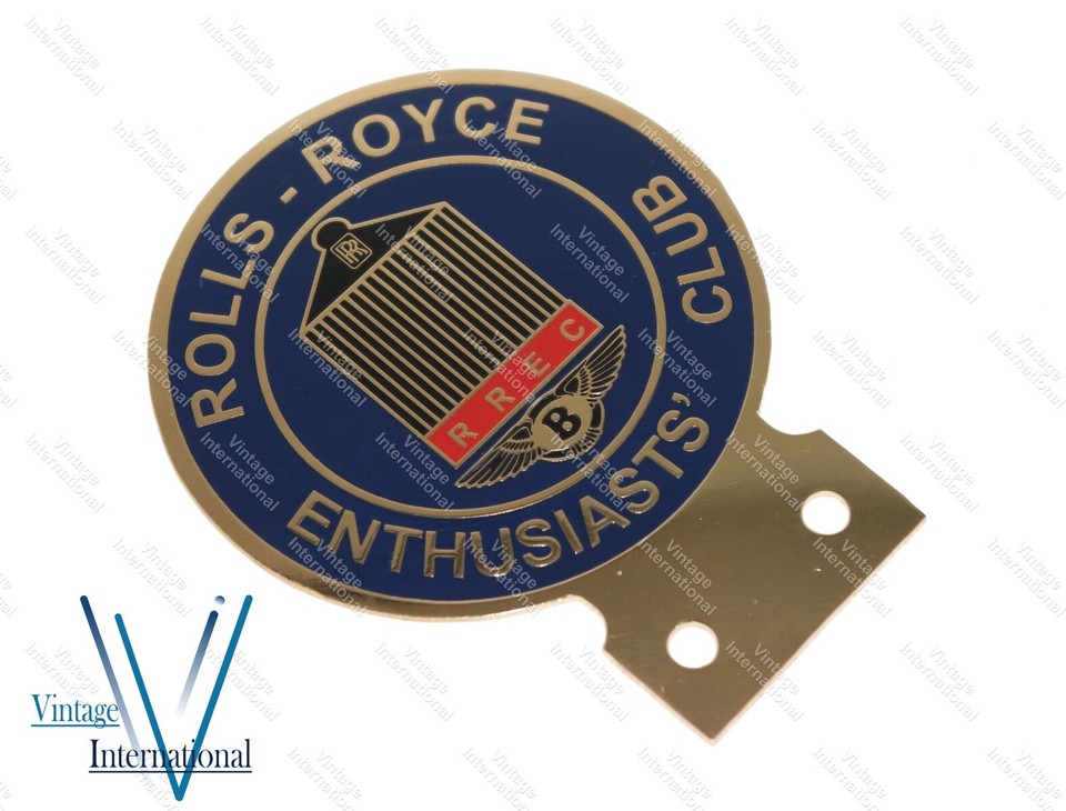 RREC Rolls Royce Enthusiasts Car Club Brass Enamel Front Grill Badge ...
