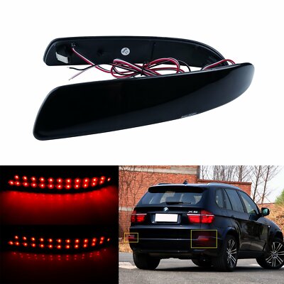 2x For BMW X5 E70 Red LED Rear Bumper Reflector Tail Stop Brake Light ...