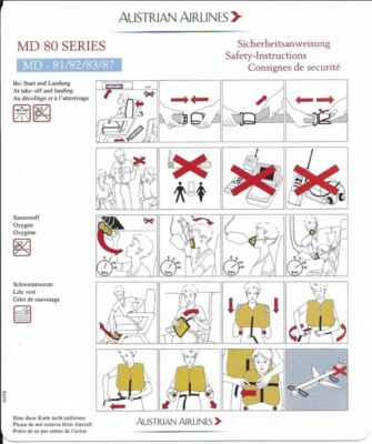 Austrian Airlines MD 80 series Safety Card !!! RARE !!! | eBay