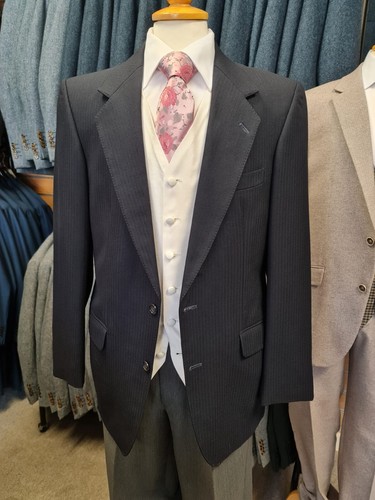 Navy Wool Herringbone Jacket Funeral Blazer Masons Masonic Formal Suit ...