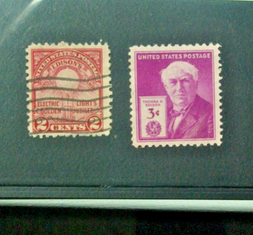 USA Stamps .. Thomas Edison .. 1st Lamp .. 1929/1941 .. Used and 1 MLH ...