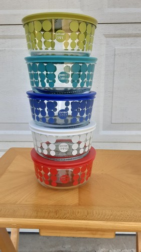 LIMITED EDITION 100 Year Pyrex 4 Cup Glass Storage Set Of 5 W/Lids ...