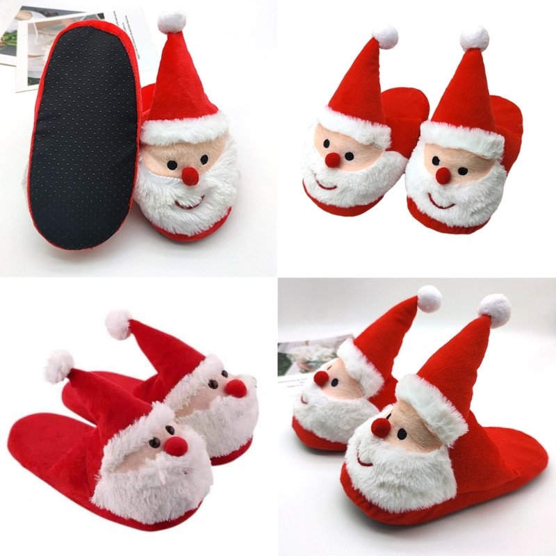Santa Slippers Slip-on Winter Slippers Indoor Outdoor Home Shoes for ...