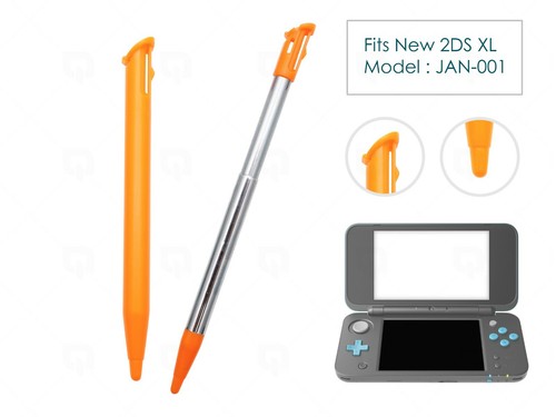 2 x Orange Stylus Pen 1 Extendable for Nintendo 2DS XL/LL Plastic ...