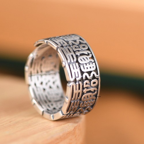 1PC Solid 925 Sterling Silver MenWomen Lucky Chinese Characters Rich ...