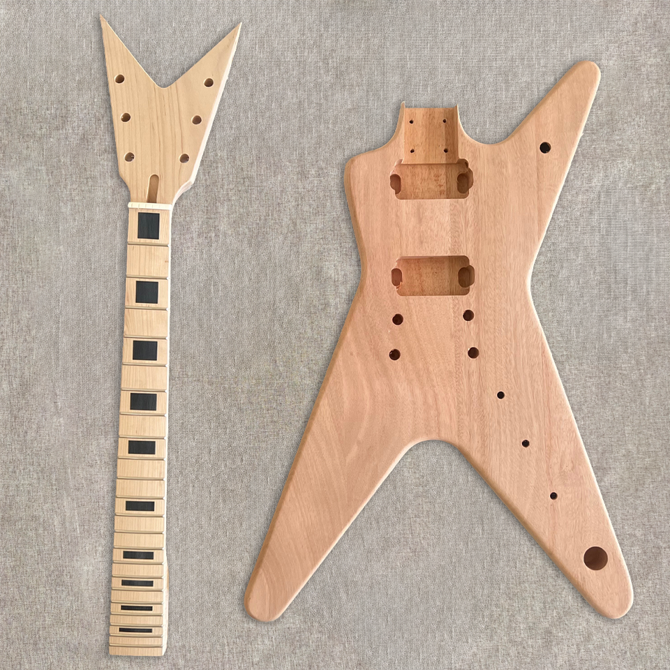 DIY Dean Electric Guitar 6 String Unfinished Kit 22F Maple Top Mahogany ...