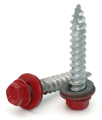#14 Hex Washer Head Roofing Screws Mechanical Galvanized | Crimson Red ...