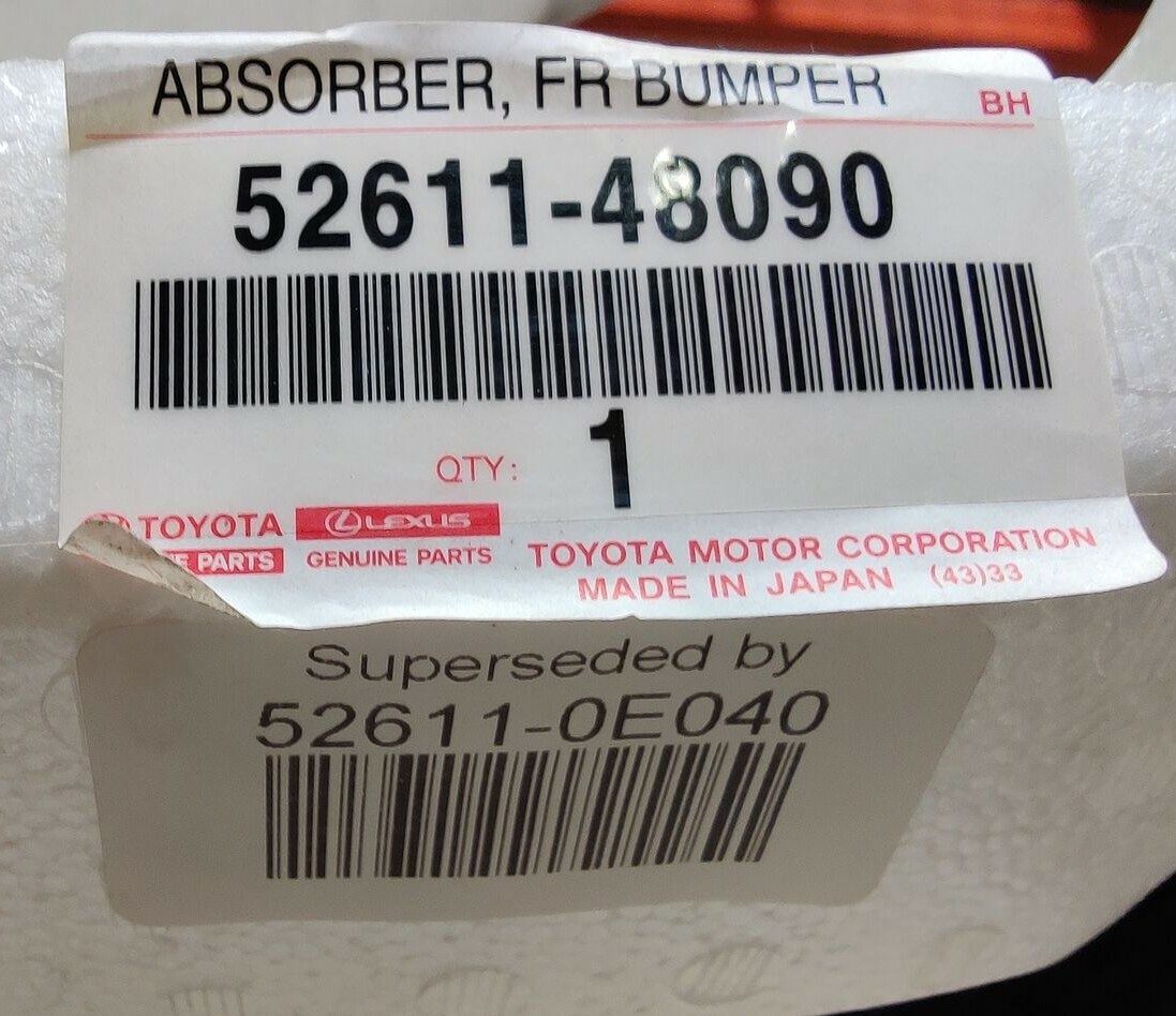 Genuine OEM Toyota 52611-0E040 Front Bumper Energy Absorber 2008-2010 ...