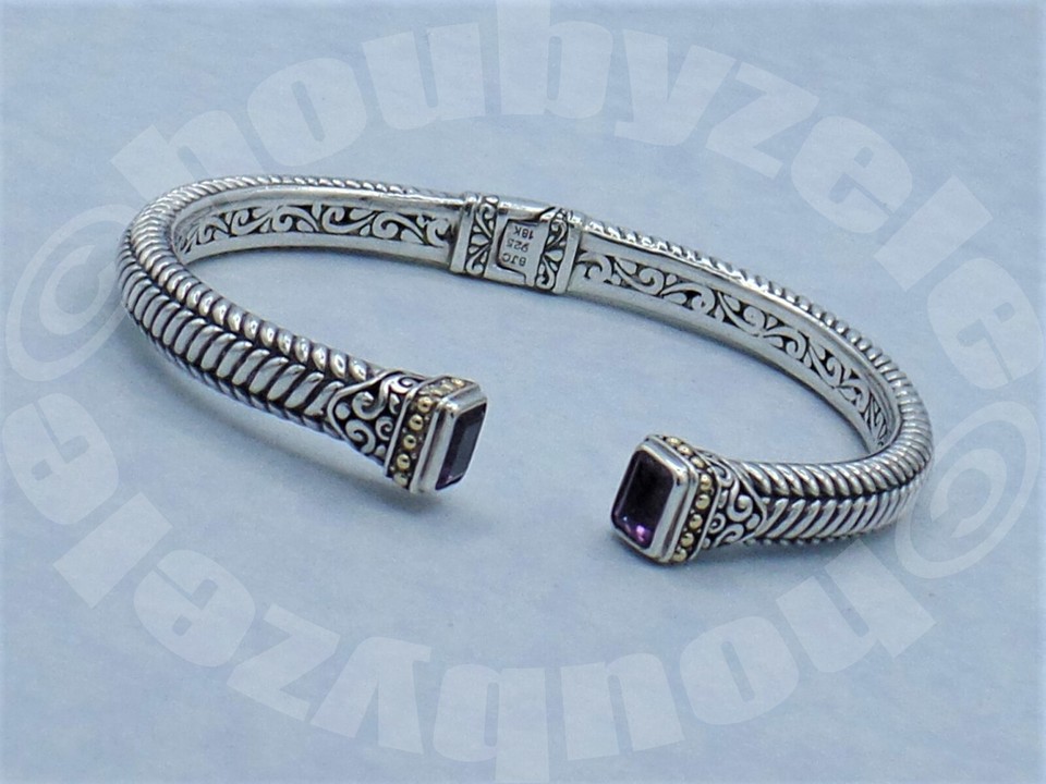Samuel Behnam BJC Sterling and 18K Hinged Amethyst Cuff Bracelet | eBay