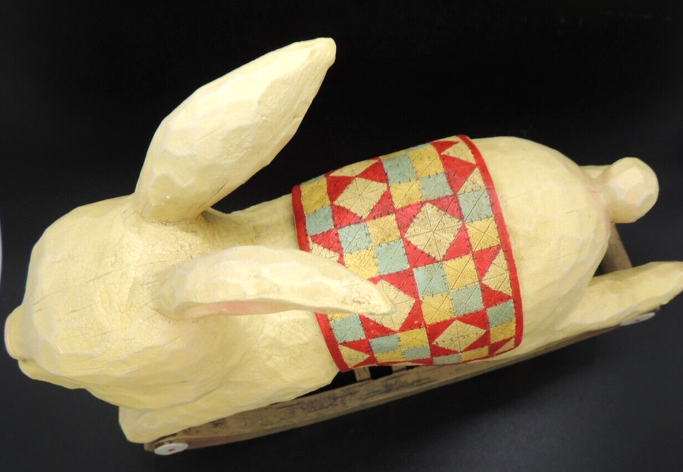 Rocking Rabbit Bunny with Quilt Folk Art Decor Easter Spring Folk Art ...