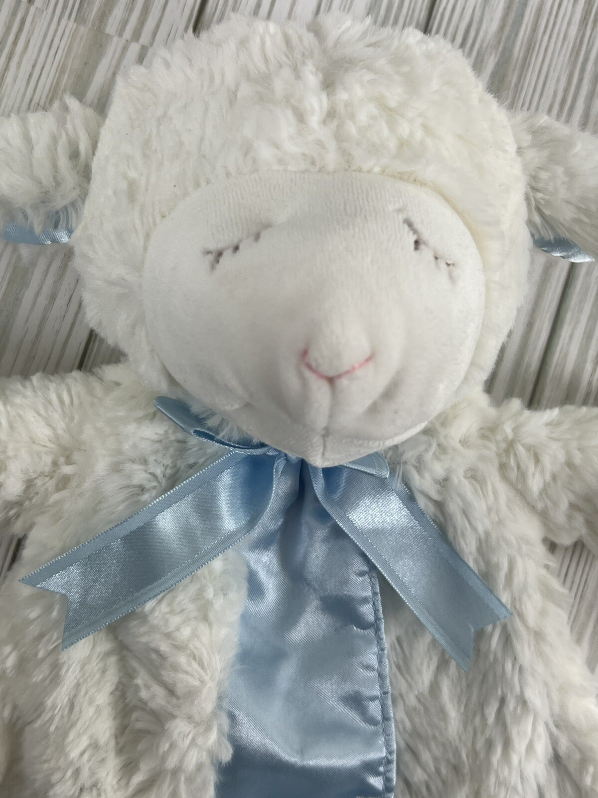 Baby GUND Winky Huggybuddy Blue White Lamb Lovey Blanket Plush Satin ...