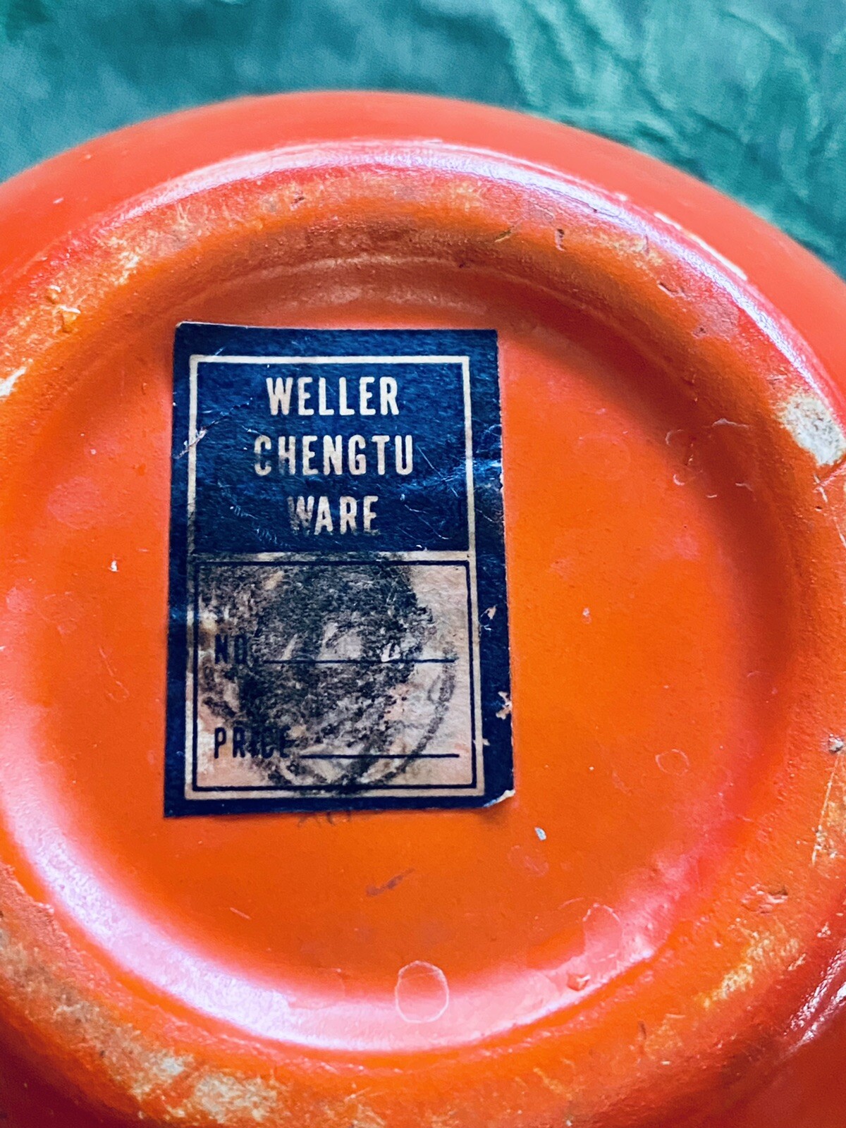 WELLER POTTERY CHENGTU WARE ORANGE RARE URN VASE ANTIQUE 1920s VINTAGE ...