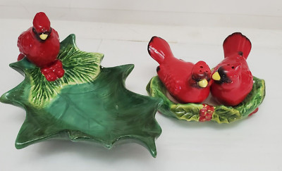 Cracker Barrel “ Plaid Tidings ” Ceramic Cardinal & Holly Candy Dish ...