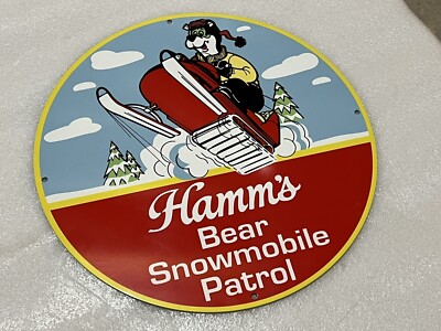 12” Hamms Beer Snowmobile Patrol Vintage Style Heavy Steel Metal Sign ...
