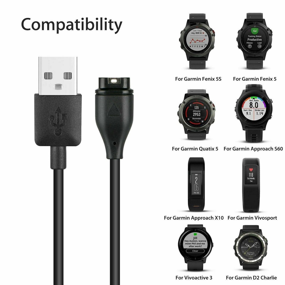 Garmin Fenix 6X PRO SAPPHIRE Charger Replacement Charging Charge Cable ...