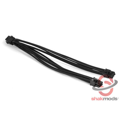 6 Pin to 2 x 6 Pin PCIE Y Splitter Sleeved Black Extension Power Cable ...