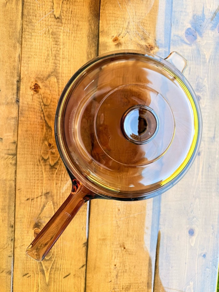 Vintage Corning Amber Vision Ware 1 Liter Sauce Pan Pot With Spout And ...