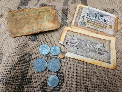 WW2 ORIGINAL German SOLDIER'S COINS PAPER MONEY REICHSMARK RELIC from ...