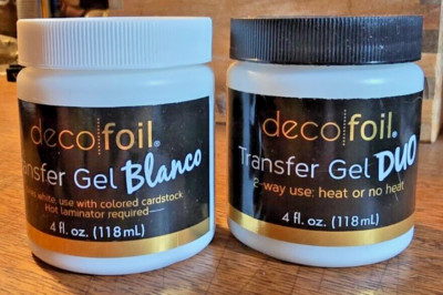 Two 4-oz jars iCraft Deco Foil Transfer Gel: 1 DUO & 1 BLANCO, orig ...