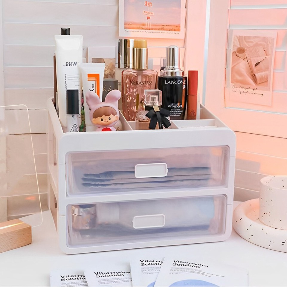 Plastic Cosmetic Organizer Makeup Case Drawers Jewelry Holder Desk Tidy ...