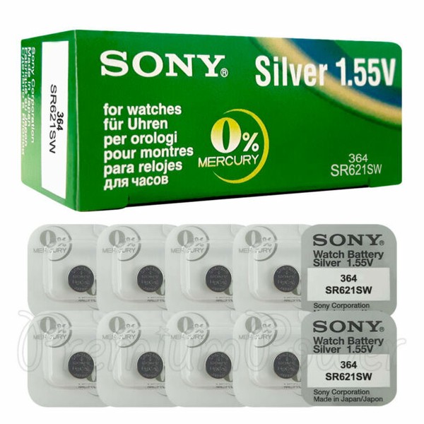 2 Sony 364 Sr621sw Batteries Silver Oxide 1.55v Watch Battery Exp 2021 ...
