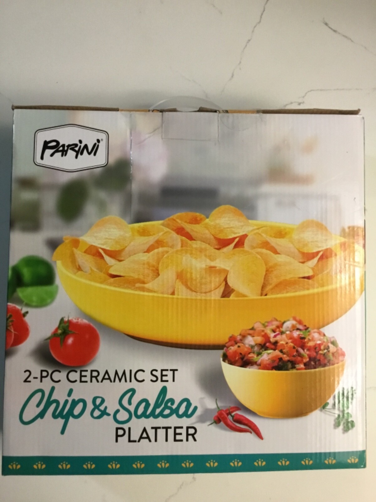 Parini 2pc Ceramic Set CHIPS and SALSA Serving PLATTER ~ New! | eBay