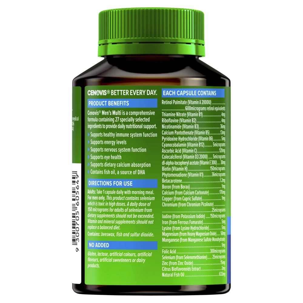 Cenovis Men's Multi 50 Capsules Once Daily Mens Health Multivitamin ...