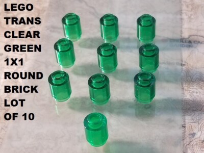 LEGO Lot of 10 Trans Clear Green 1x1 Round Brick Building Parts | eBay
