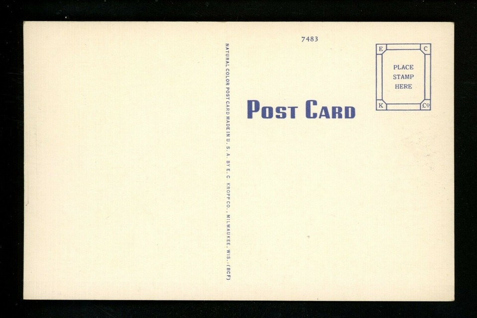 Post Office postcard Wisconsin WI Burlington flag columns mailbox ...