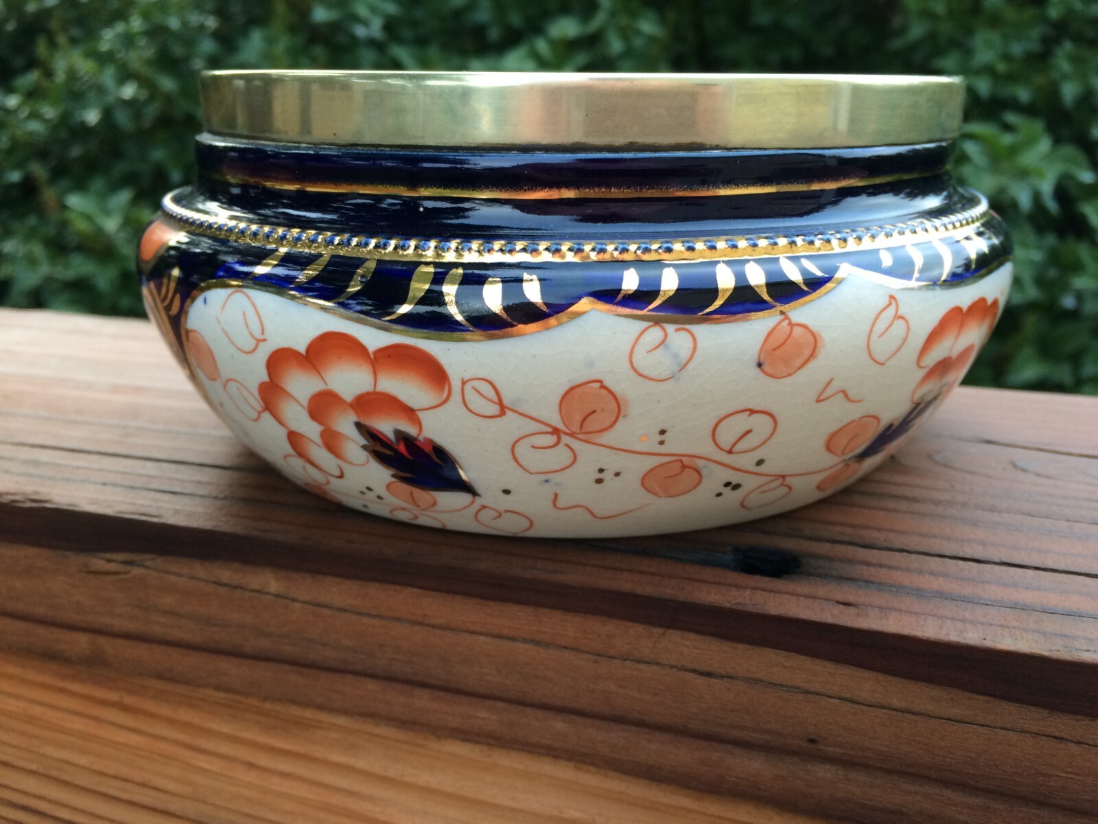 Vintage Gaudy Welsh/Imari Salad bowl w/ utensils | eBay