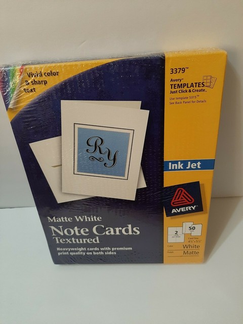 Avery Textured Note Cards Ink Jet 4 1/4 X 5 1/2 Matte White Model 3379 ...