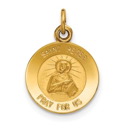 14K Gold Saint Peter Medal Charm 0.5 x 0.8 in | eBay