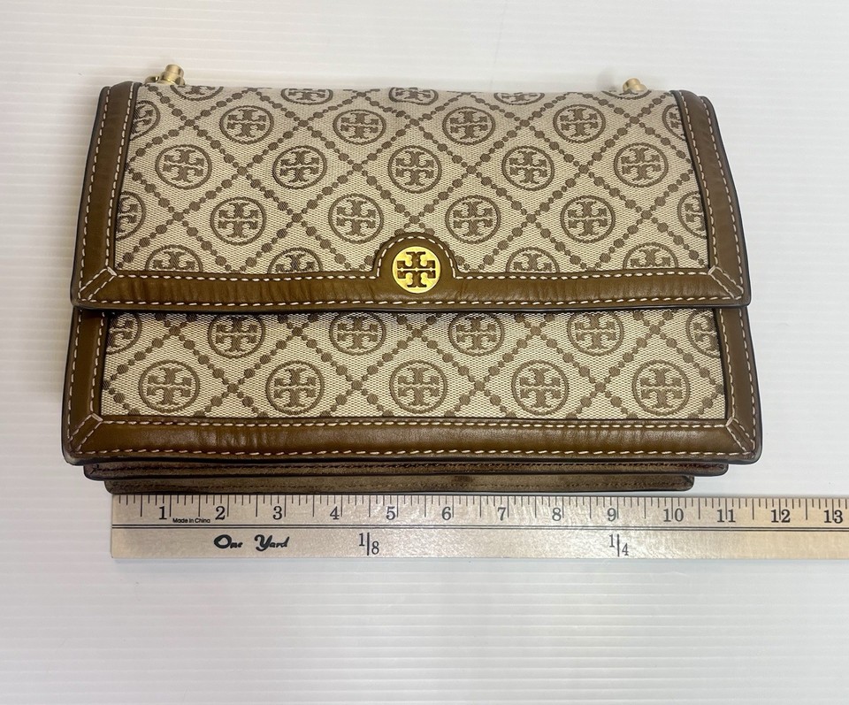 TORY BURCH T MONOGRAM JACQUARD MINI SHOULDER BAG COLOR HAZEL No Strap ...