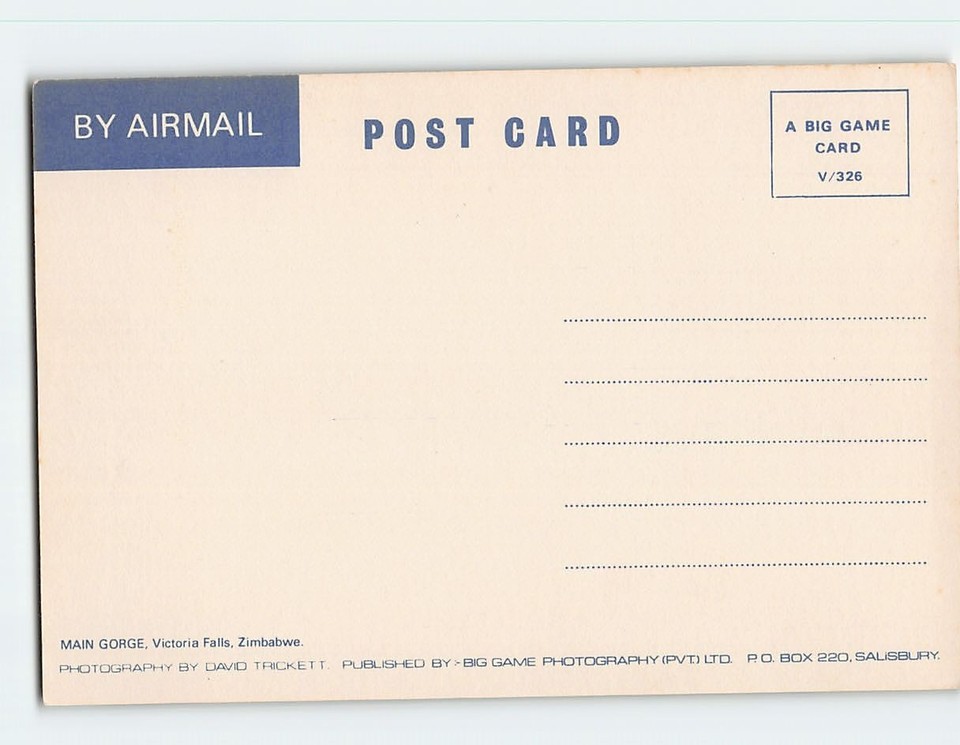 Postcard Main Gorge Victoria Falls Zimbabwe | eBay