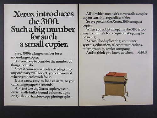 1973 Xerox 3100 Compact Copier copying machine photo vintage print Ad ...