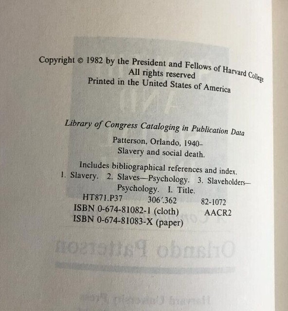 Slavery and Social Death : A Comparative Study by Orlando Patterson ...