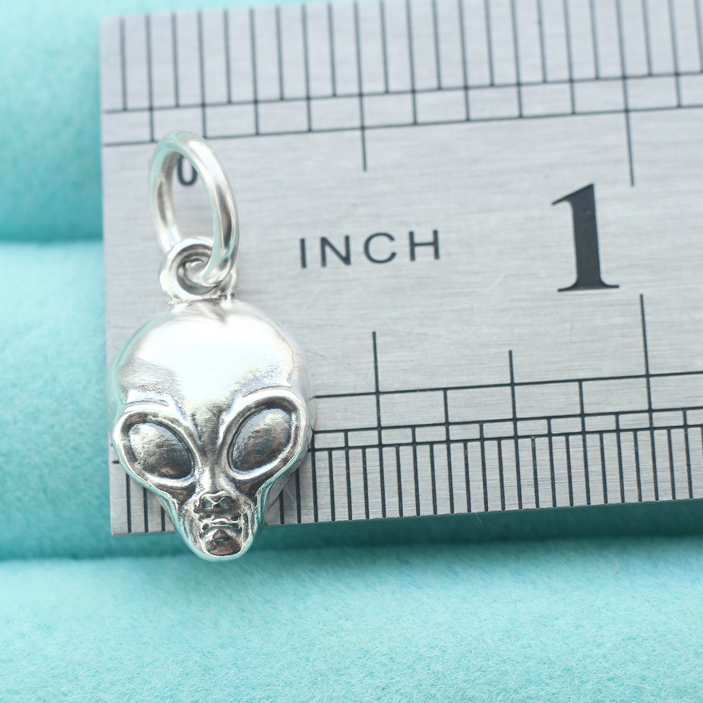 Alien Charm Pendant 925 Sterling Silver Saucer Man Head For Necklace ...