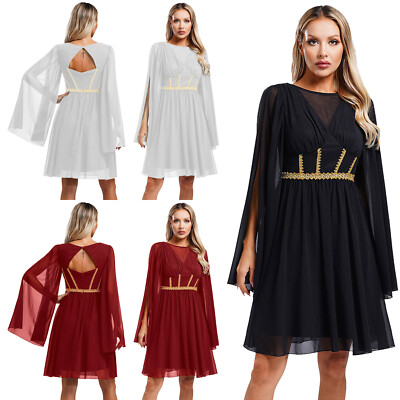 Women Dress Up Roman Robe Maxi Dresses Toga Dressing Gown Activewear ...