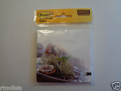 3 Packs Designer Food Post-It 75 Super Sticky Notes 4" X 4" (3.9" X 3.8 ...