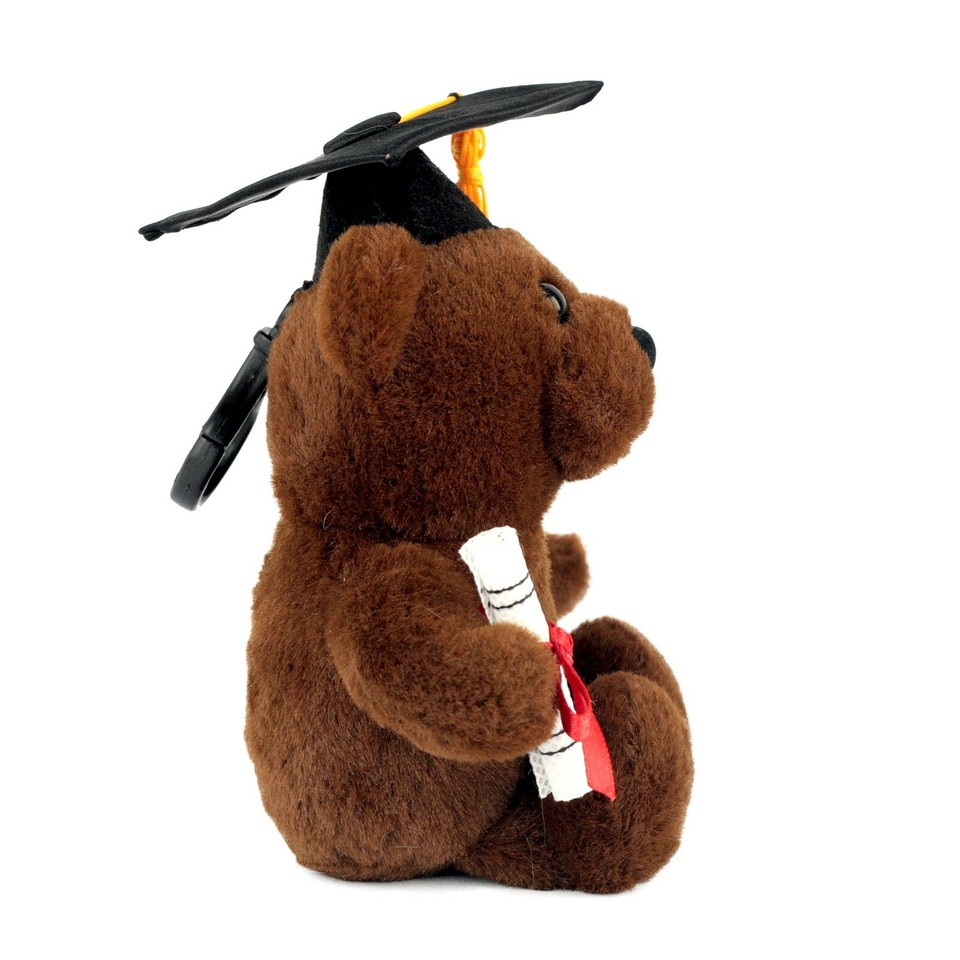 Dan Dee Graduation Plush Animals Back Pack Clip - Dark Brown Teddy Bear ...