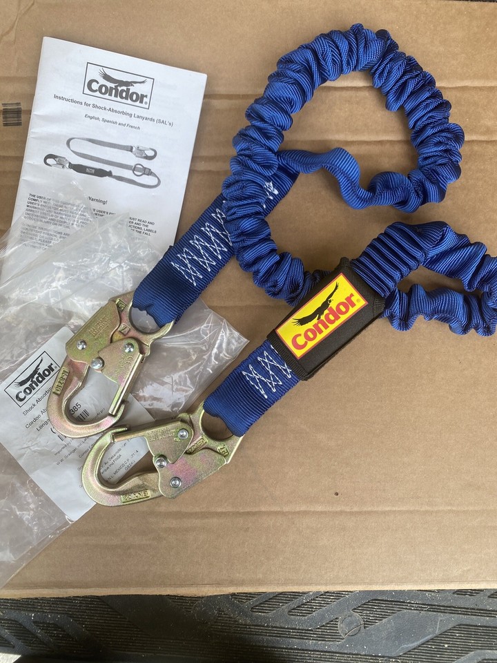 Condor 19F385 Shock Absorbing Lanyard, 4 Ft. 6" To 6 Ft., 310 Lb ...