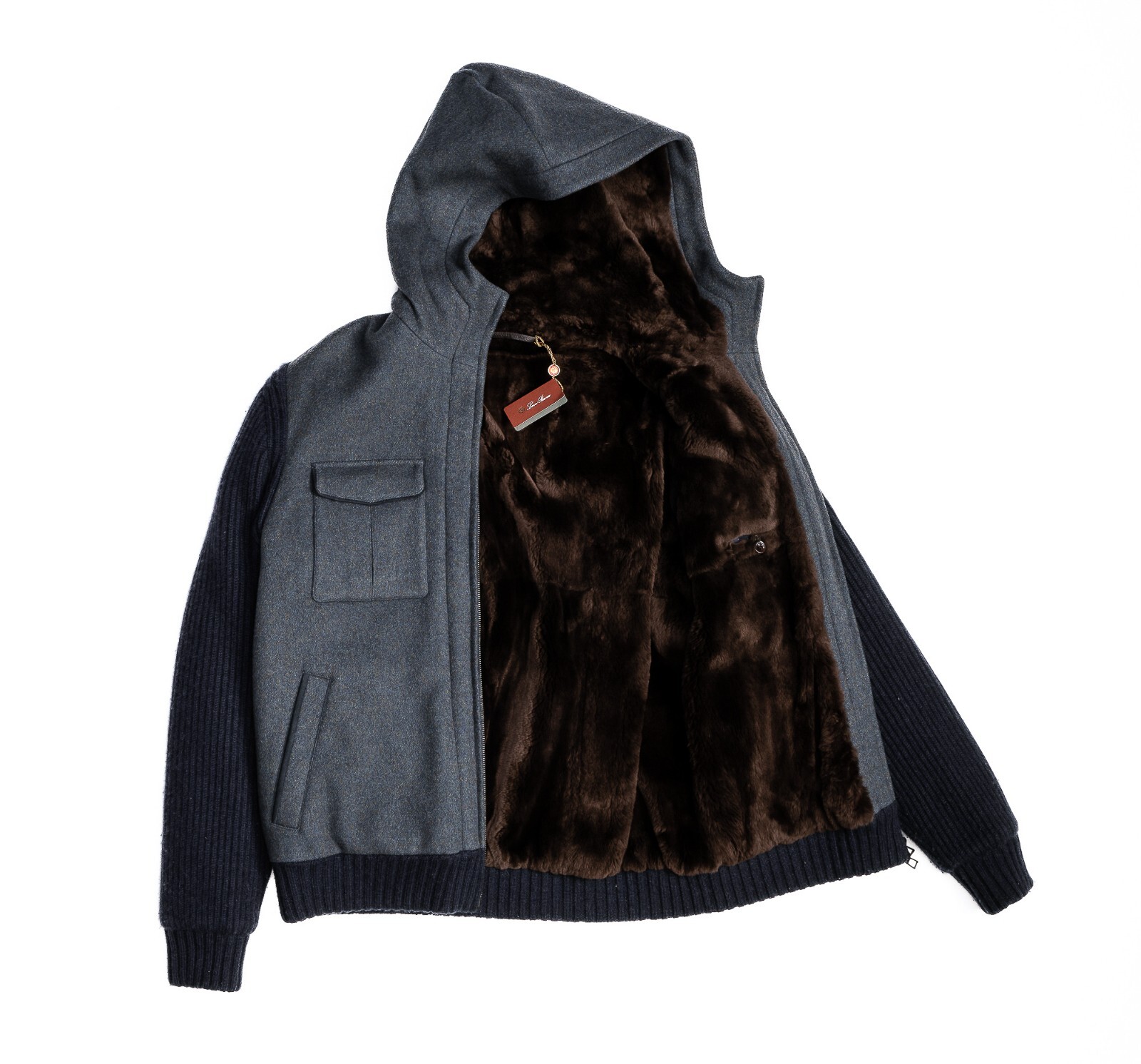 LORO PIANA Cashmere Castorino Nutria Fur Lined Suede Trim Hooded Jacket ...