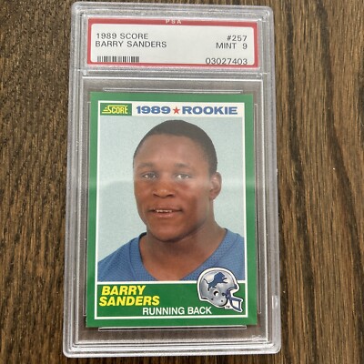 Barry Sanders 1989 Score #257 Rookie Card RC PSA 9 Mint - Detroit Lions ...