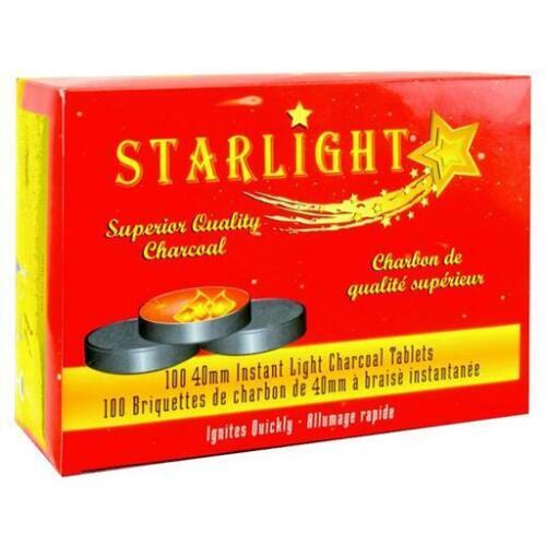 100 Ct Starlight 33 mm Round Charcoal Disc Hookah Narghile Incense Slow ...