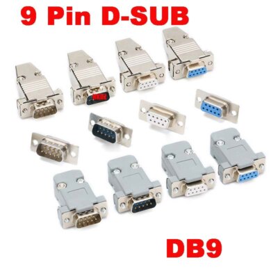 DB9 Female/Male Plug Socket 9Pin D-SUB Solder Type Connector Metal ...