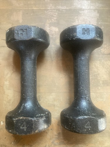 Vtg Hoffman Barbell Pair 4lb Cast Iron Dumbbells round head USA - rare ...