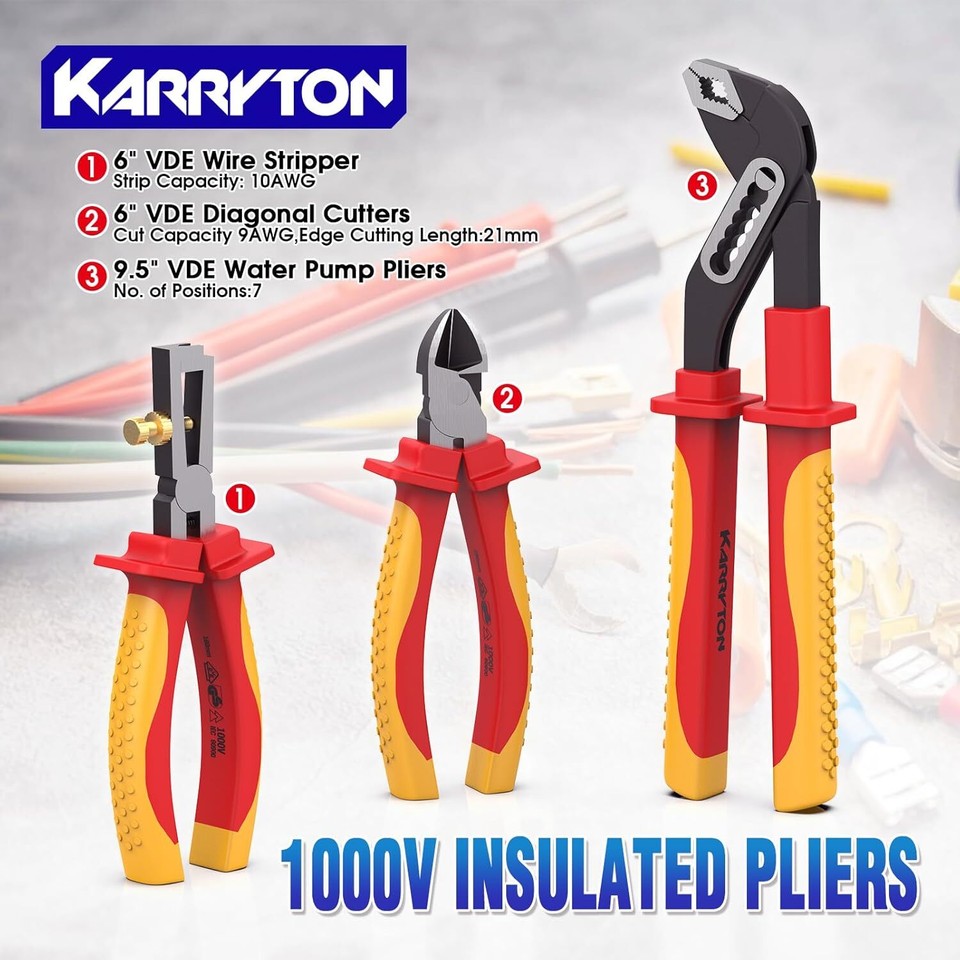 14PC 1000V Insulated Electrician Tool Set,VDE Certified Electrical ...